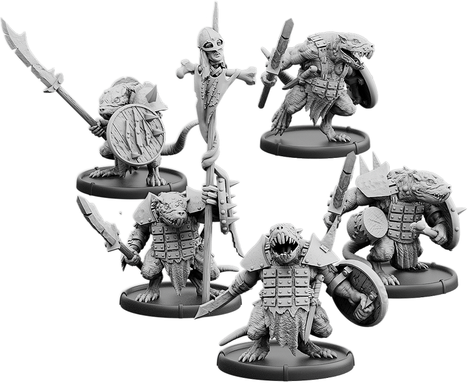 Darklands - Jutes - No-Claw's Burrow, Spear-Vras Unit – Mierce Miniatures